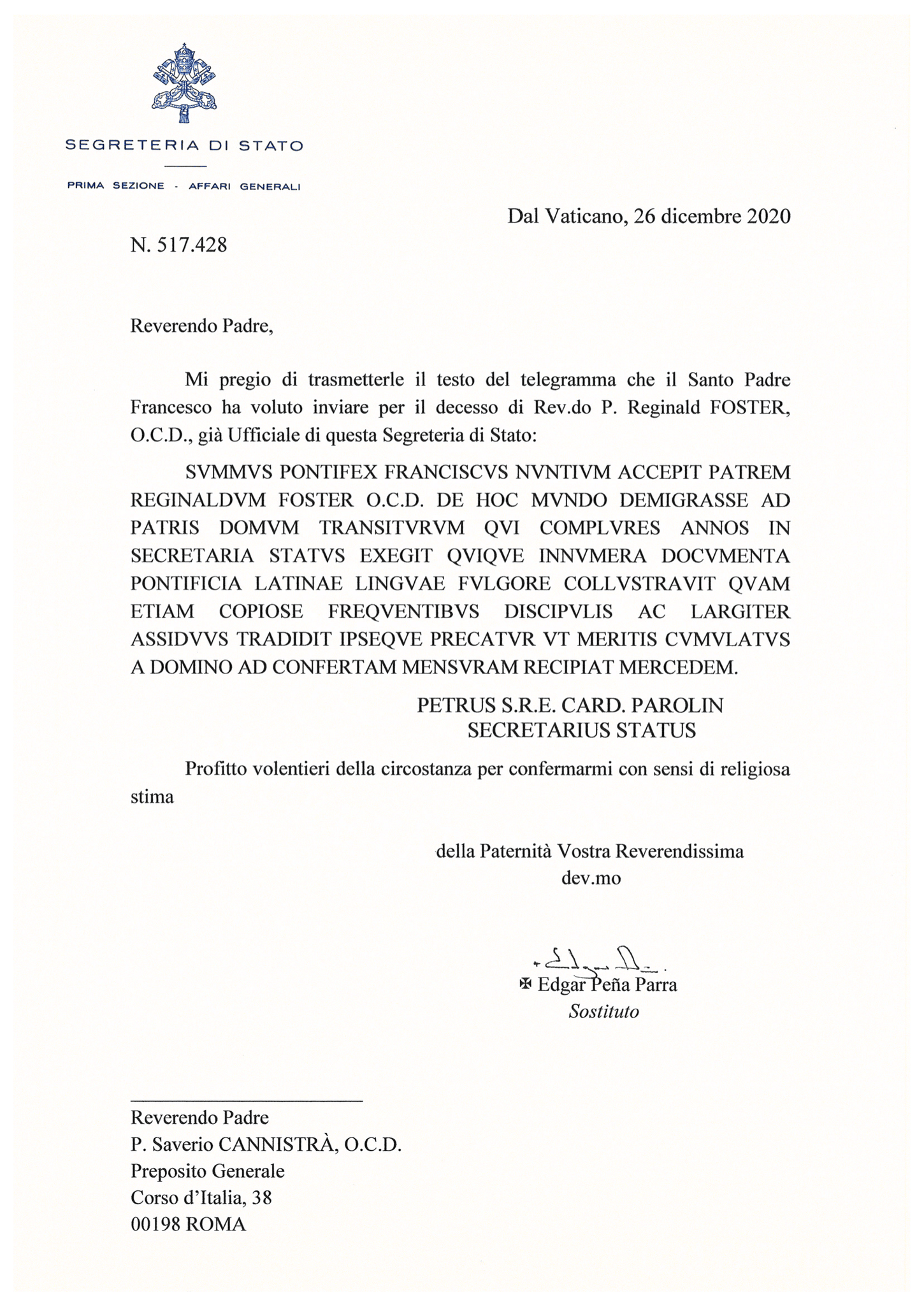 R.I.P. – Fr. Reginald Foster, OCD | Fr. Z's Blog