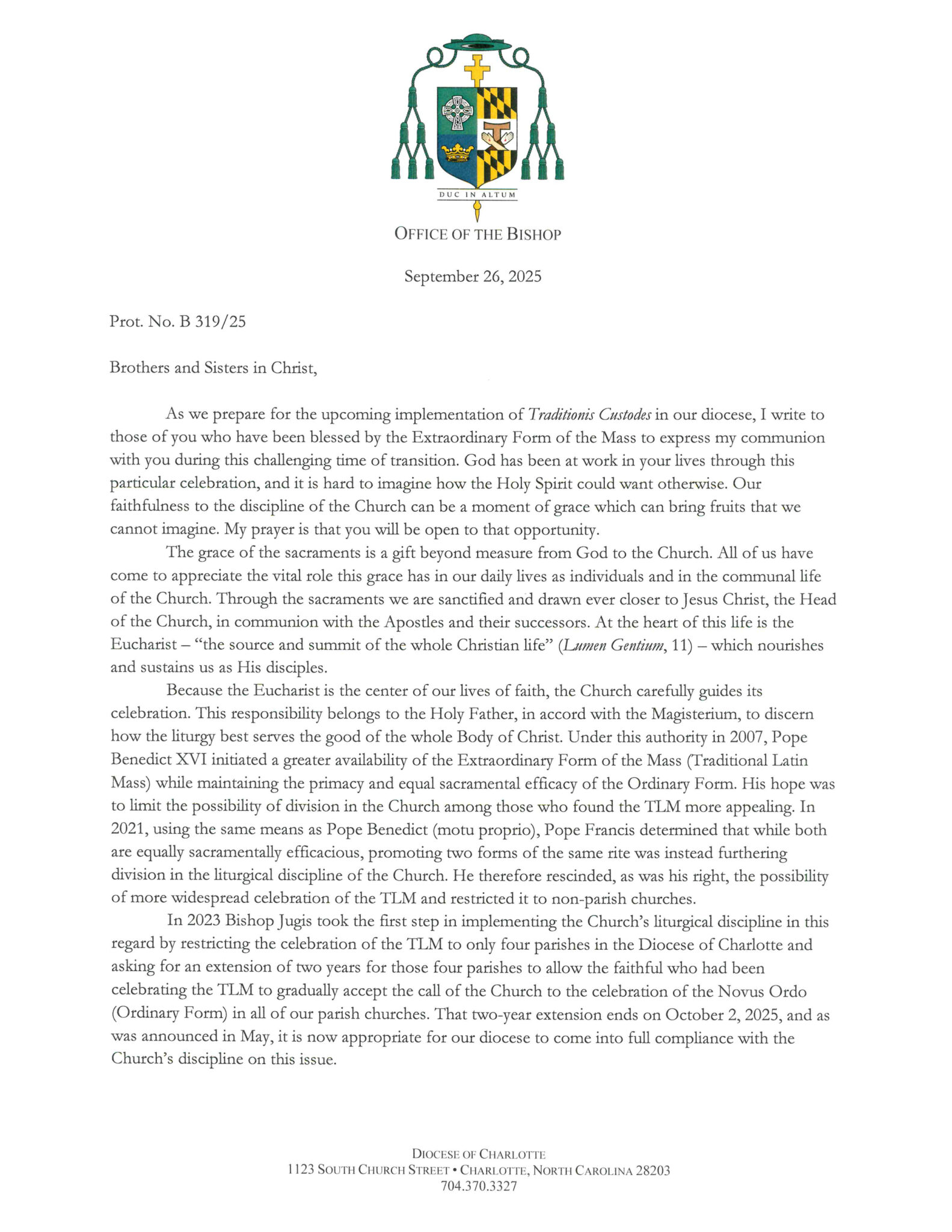 Diocese of Charlotte: Salve Regina at the LAST TLM and the Bishop’s ...